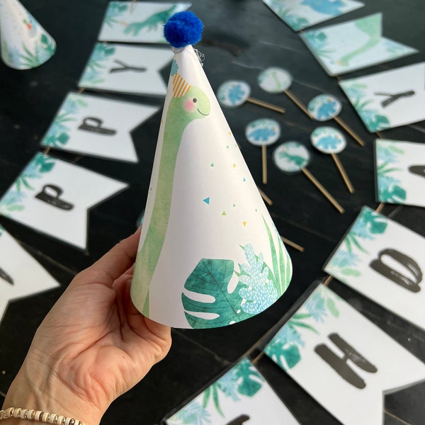 Printable Dinosaur Birthday Party Hat Instant Download, Dinosaur Theme ...