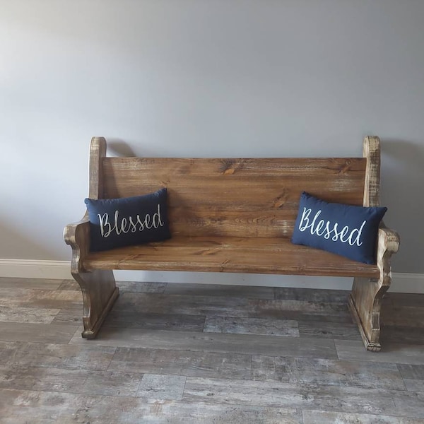 IN STOCK: Aged Oak Church Pew Bench / Foyer, Entryway Furniture ...