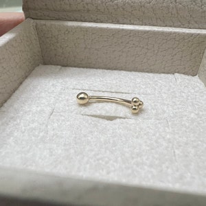 14K Solid Gold Rope Wire Bow Ribbon Ear Stud, Cartilage, Tragus, Helix ...