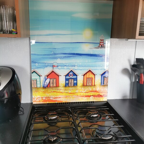 Kitchen Splashback, Tempered Glass Backsplash, Wall Panel Behind Cooker ...