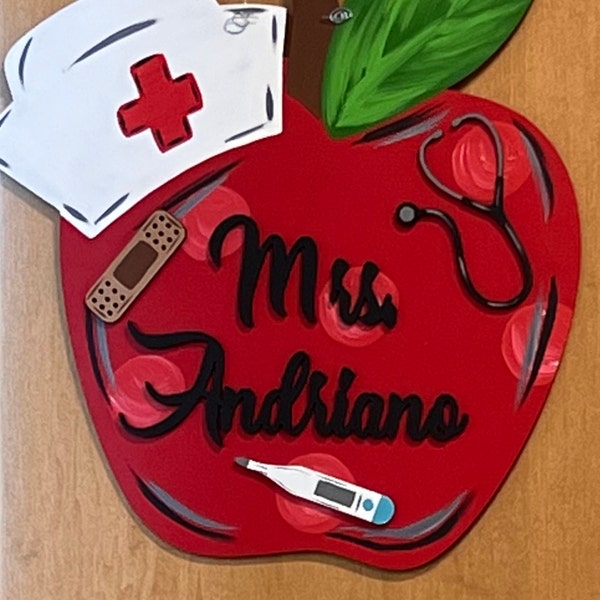 School Nurse Apple Door Hanger - Etsy