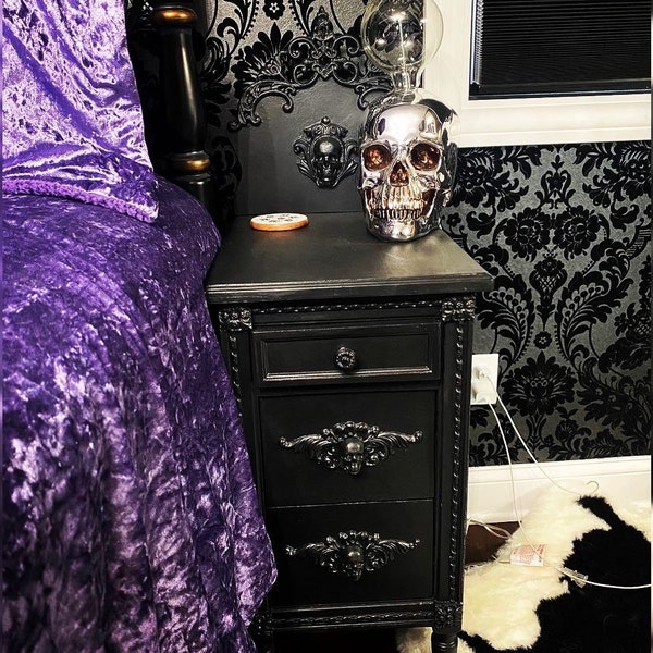 Antique Gothic Black & Red Antique Buffet Skulls Wednesday Adams ...