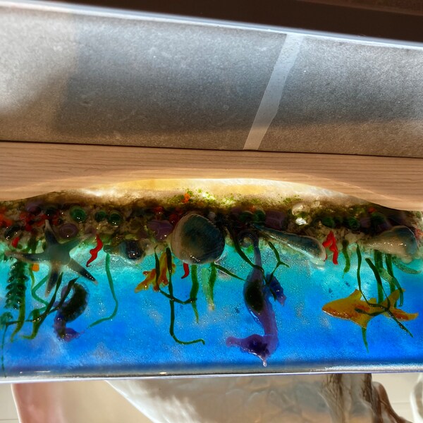 Fused Glass Large Croyde Bay Scene in Wooden Stand. - Etsy UK