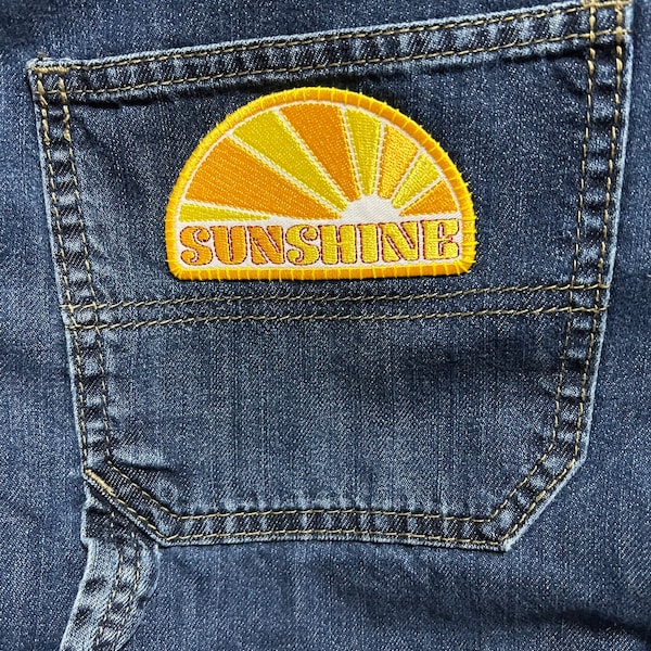 Sunshine Patch – Retro Embroidered Patch – Yellow Orange Sun Rays ...