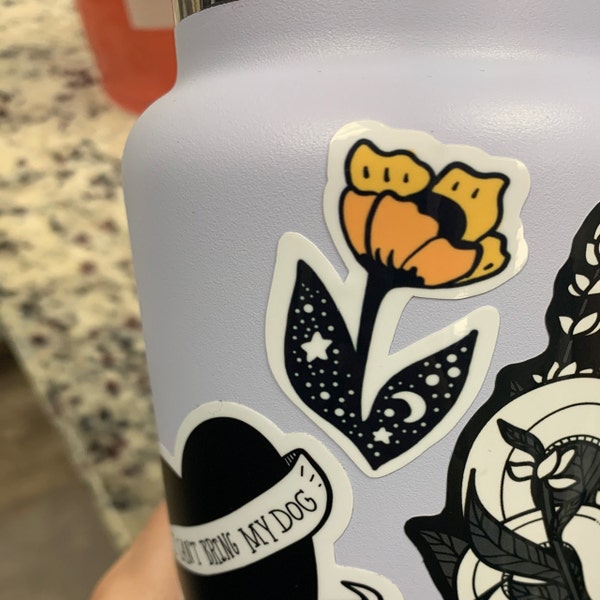 Galaxy Flower Vinyl Sticker, Illustrated Flower Sticker, Trendy ...