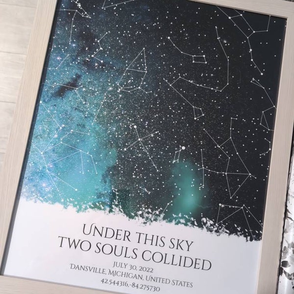 Custom Star Map - Unique Romantic Gift for Him or Her - Personalized ...