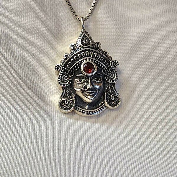 Goddess Durga Pendant With Garnet - Etsy