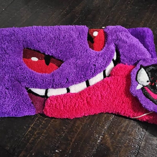 Gengar Tufting Rug – 3D Tufted Carpet – Handmade Ghost Type Decor ...