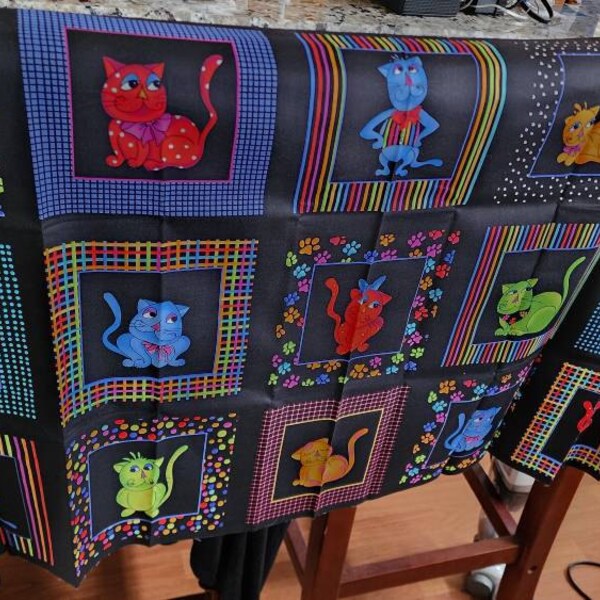 Cool Cats Fabric Panel by Loralie Designs, Cotton Fabric Panel, Novelty ...