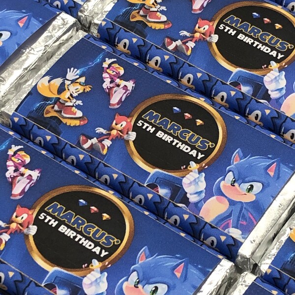 Sonic the Hedgehog Birthday Chocolate Wrapper Boy Super Sonic Party ...