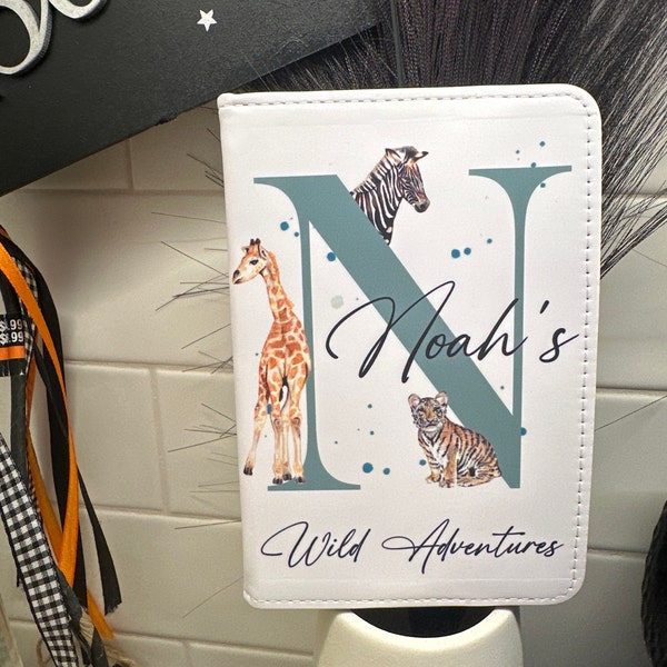 Girls Personalised Passport Cover in a Safari Animal Design. Kids and ...
