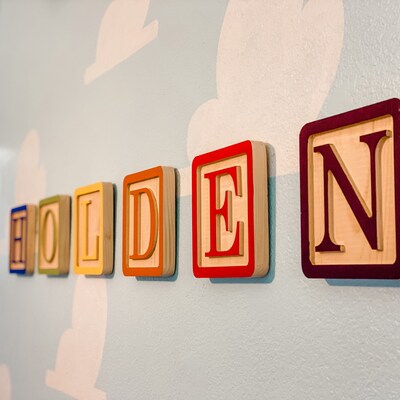 Wood Block Nursery Letters, Baby Name, Individual Wood Letters, Wooden ...