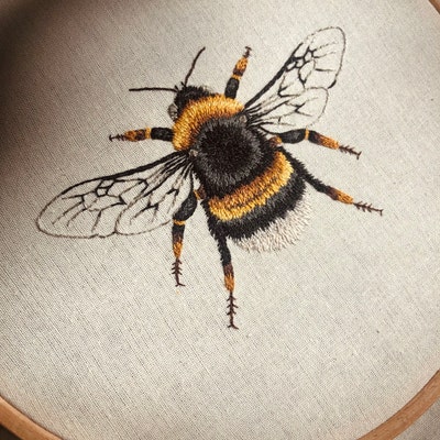 Bee: Hand Embroidery Pattern. Thread Painting Tutorial. PDF Digital ...