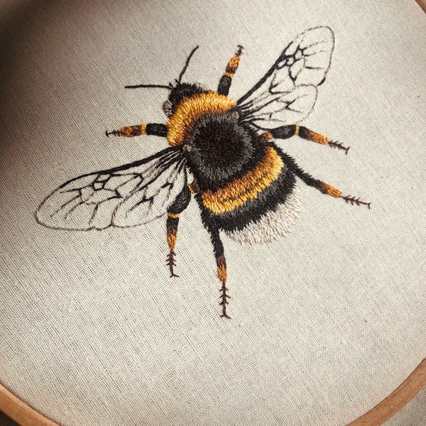 Bee: Hand Embroidery Pattern. Thread Painting Tutorial. PDF Digital ...