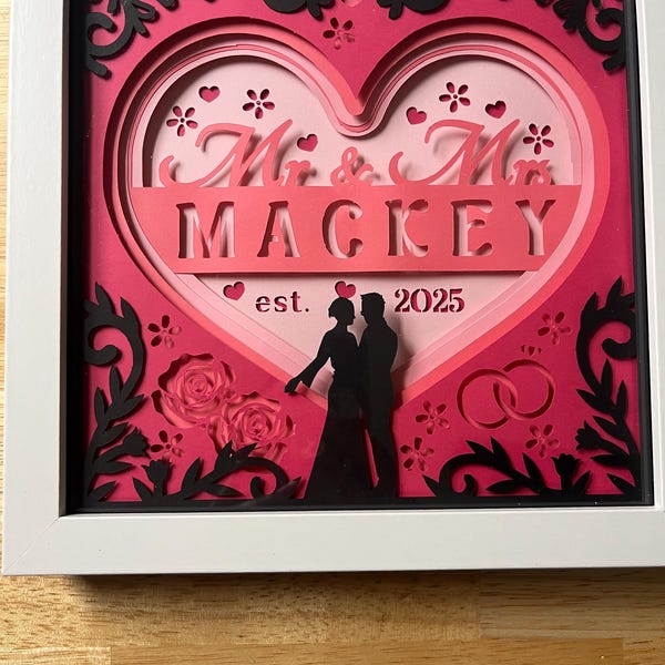 3D Customizable Wedding Shadow Box, Wedding Shadow Box, Custom Name ...