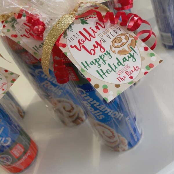 Cinnamon Roll Printable Gift Tags, Rollin' by to Wish You A Merry ...