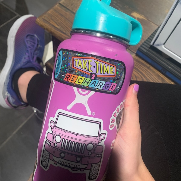 Holographic Glitter Take Time to Recharge Battery Sticker - Mental ...