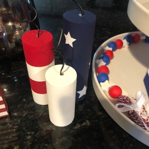 Round Wooden Firecrackers/ Tiered Tray Decor/ Wooden Fireworks ...