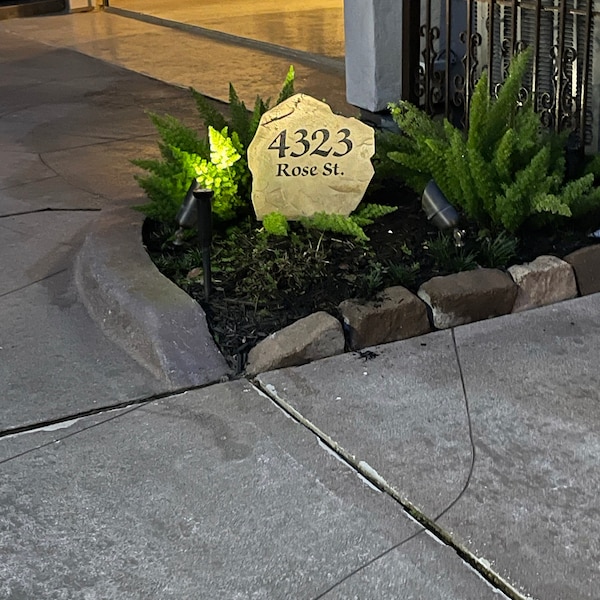 House Address Sign Elegant - Engraved Stone - Personalized - Garden ...