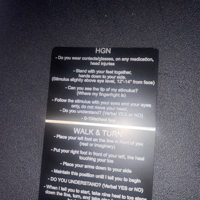 Spanish SFST/HGN Card Field Sobriety, Law Enforcement, Cops, Police ...