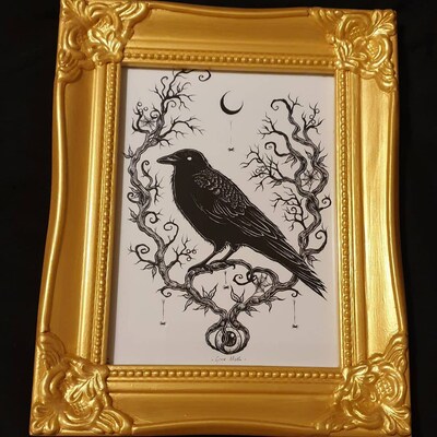 Crow Guardian A5 Art Print by Grace Moth 5.8 X 8.3 - Etsy