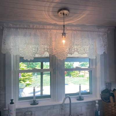 Grace Floral Lace Tailored Window Valance, Kitchen Lace Valance ...