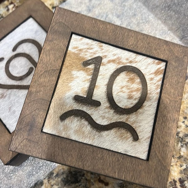 Wedding Table Number Sign |custom Cowhide Branded Sign | Personalized ...