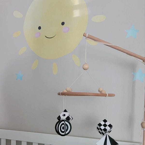 Printable Montessori Mobile DIY. Black White Hight Contrast Mobile for ...