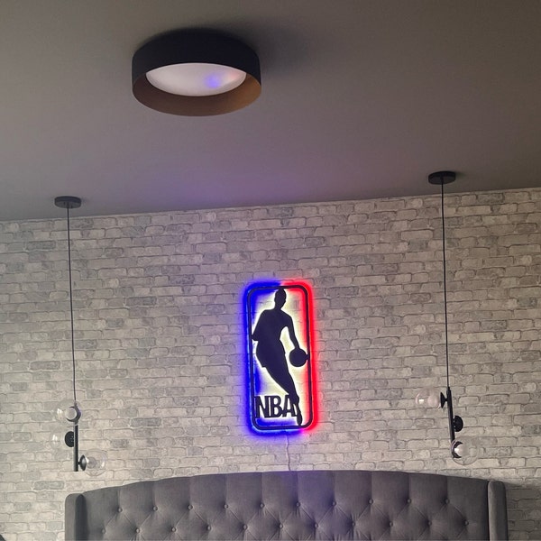 NBA Basketball Led Sign Gift for Boyfriend Game Room Decor, Wood Wall ...
