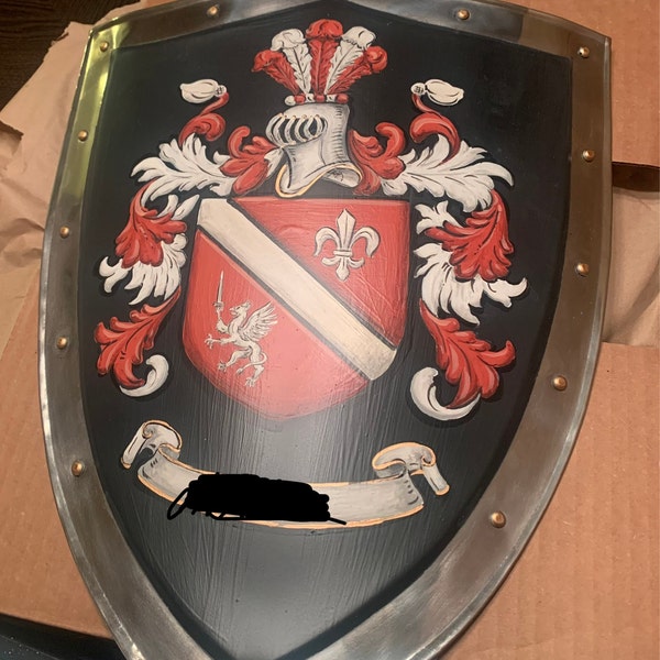 Knight Shield With Hand Painted Family Crest Coat of Arms Shield ...