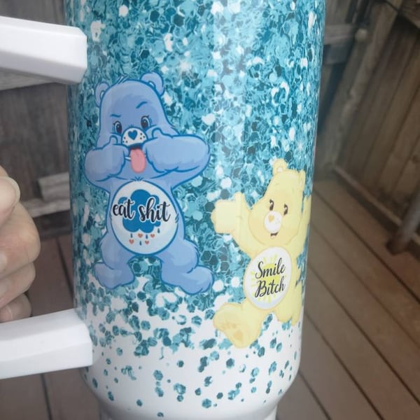 20oz. Tumbler, Middle Finger Bear With Straw and Lid, Hot or Cold ...