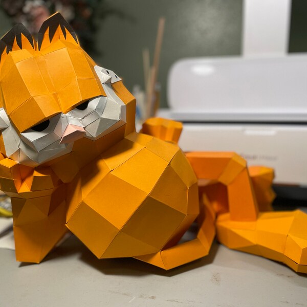 DIY Papercraft Garfield, Décor de salle 3D, Low Poly, 3D Papercraft PDF ...