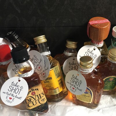 Take a Shot Mini 1.5 White Matte Small Label Tags Custom Wedding Favor ...