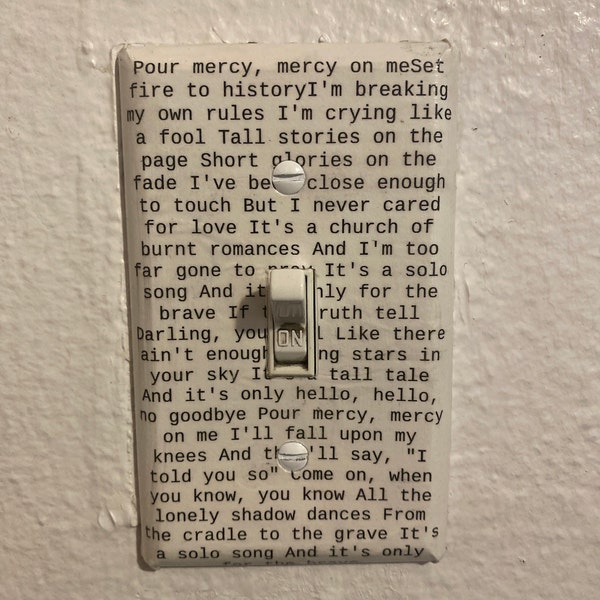 Custom Song Lyric Light Switch Cover - Etsy