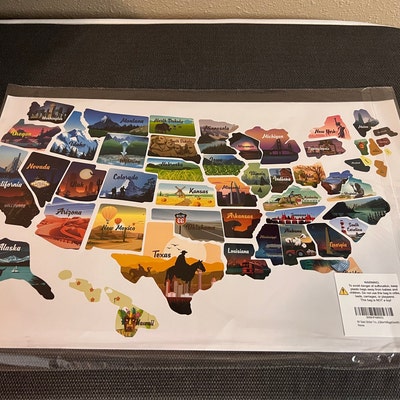 Rv State Sticker Travel Map 23x14 Inch Large Visited USA States Map ...