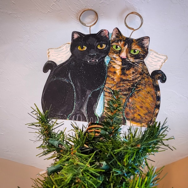 Pet Family Christmas Tree Topper, Multiple Pets, Custom Cat Tree Topper ...