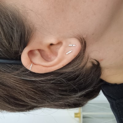 Silver Helix Cuff Ear Cuff Double Helix Cuff Hammered Ear Cuff ...