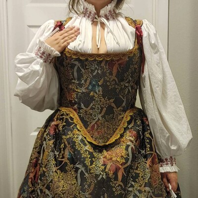 Ladies' Elizabethan Embroidered White Cotton Partlet Blouse - Etsy