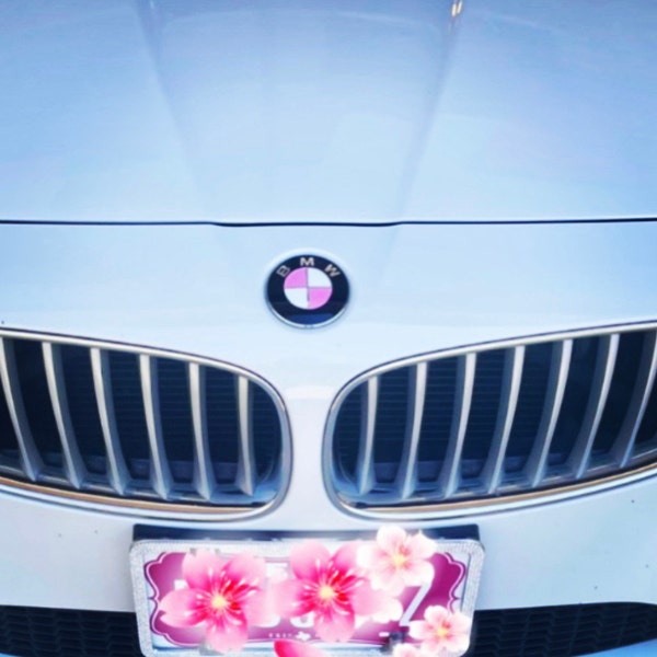 Pink & Black Wrap Stickers for BMW Badge All Models Overlays Decals ...