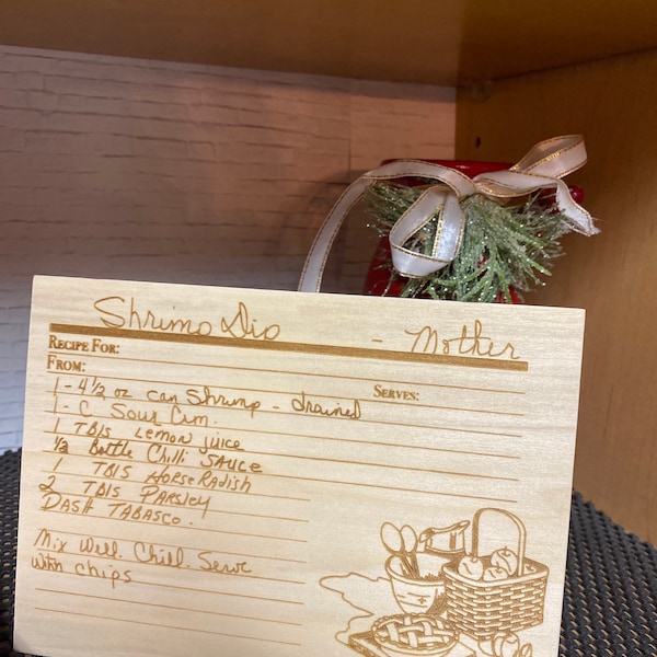 Custom Wood Recipe Card, Personalized Handwriting Gift, Unique Mothers ...