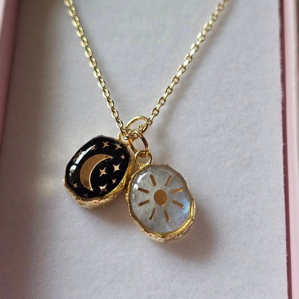 Celestial Necklace, Astrology Necklace, Dainty Gemstone, Gold Star ...