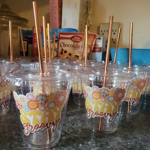 Stay Groovy Plastic Disposable Drink Cups Favor Cup Birthday 12 Oz. 70 ...