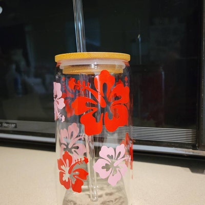 Hibiscus Flower Svg Libbey Glass Wrap Svg, Summer Floral 16oz Libby ...