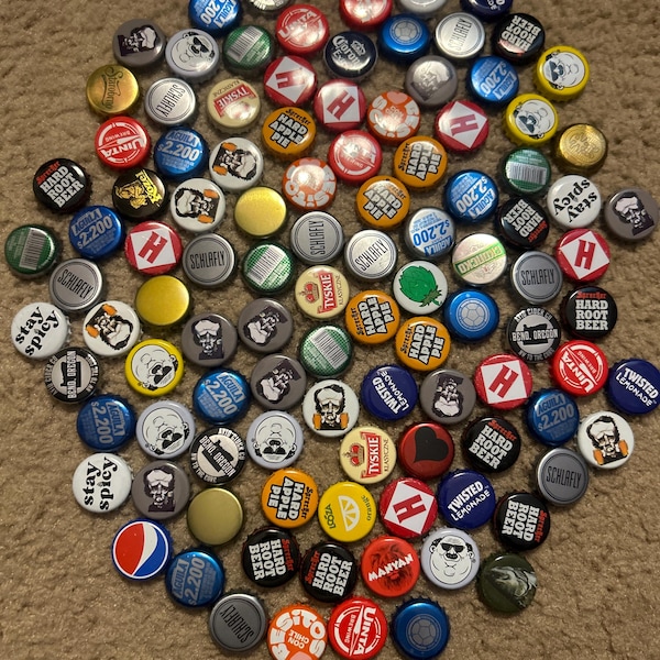 200 ((MIXED)) Beer Bottle Caps, Assorted Caps, NO DENTS, One Lb Cap Lot ...