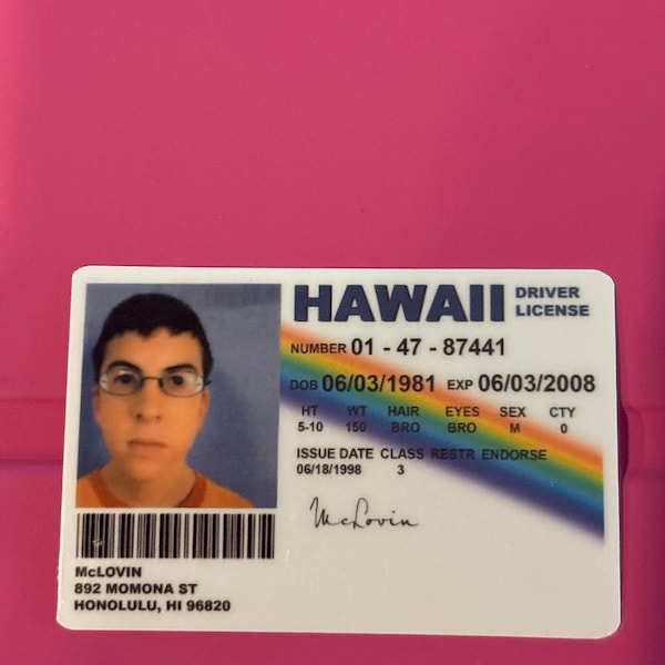 Mclovin Superbad Drivers License Waterproof Sticker Jonah Hill Decals ...
