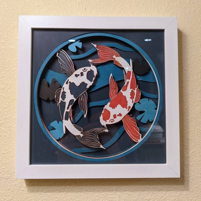3D Koi Fish Svg Shadow Box Svg, Fish Svg - Etsy
