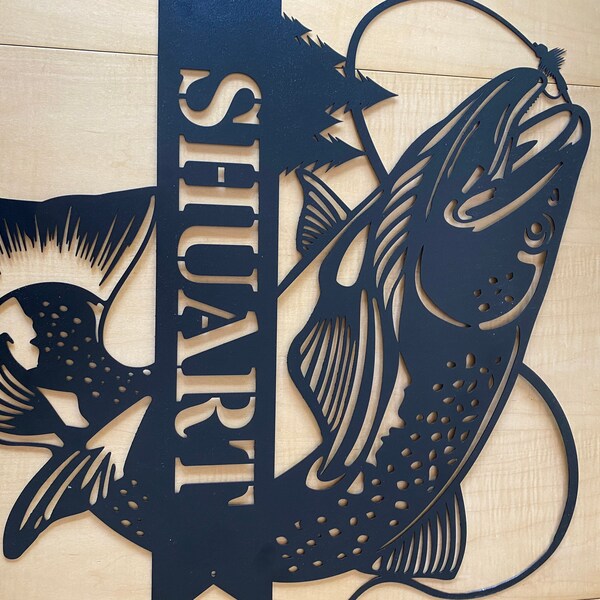 Trout Fishing Metal Sign for Outdoor or Indoor Decor, Cabin, Man Cave ...