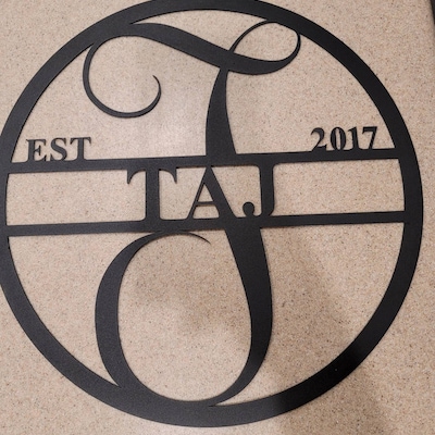 Last Name Sign EST Initial Sign Personalized Family Name - Etsy