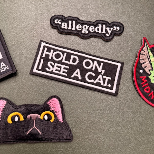 Hold on I See A Cat Patch for Cat and Animal Lovers Iron on Patch (1 ...