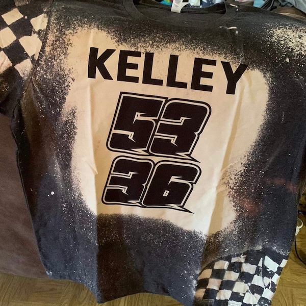 Personalized Racing Shirt, Custom Name Number Tee, Bleached Checkered ...